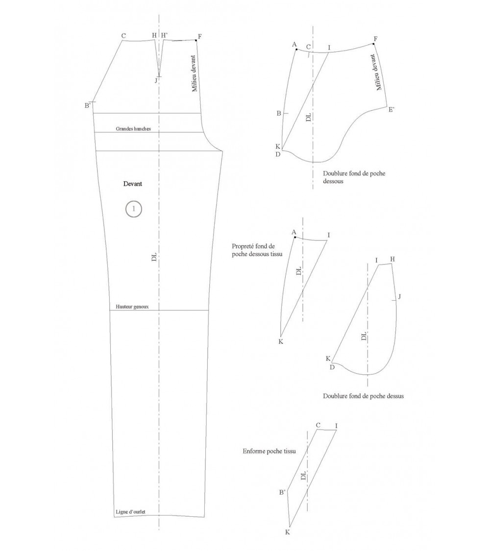 Slanted side pocket on trousers