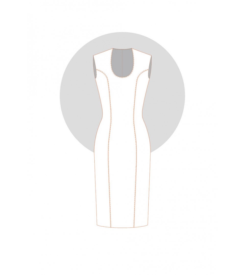 Princess-line sheath dress with low front neckline