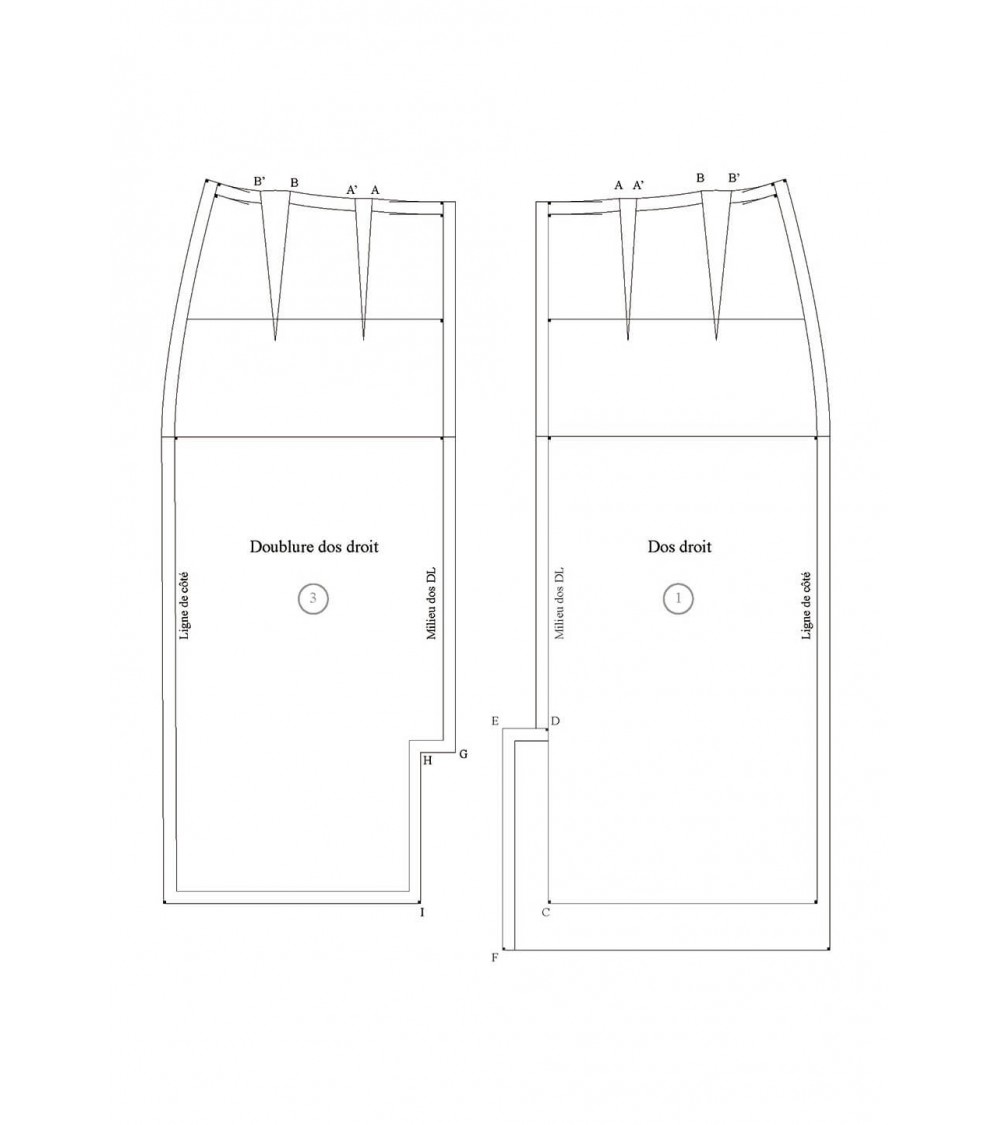 Folded slit for a skirt base (ready-to-wear)