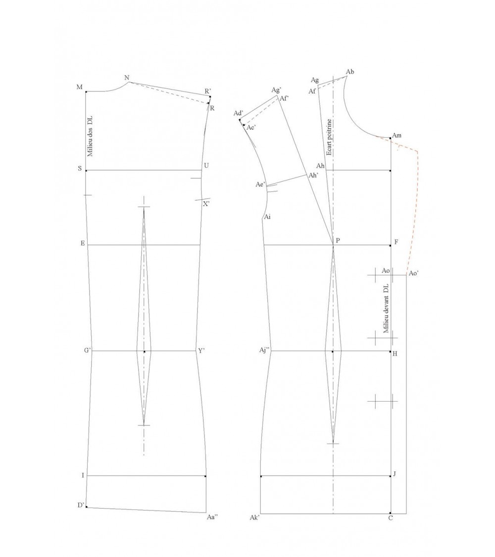 Tailored jacket base with a side piece (3 pieces)