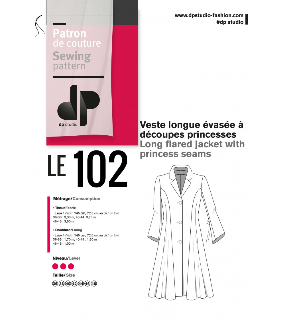 Le 102 Long flared jacket with princess seams pdf