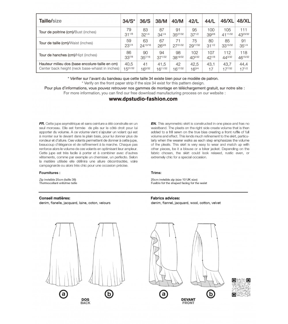 Le 406 Jupe longue asymétrique à volant avec plis PDF