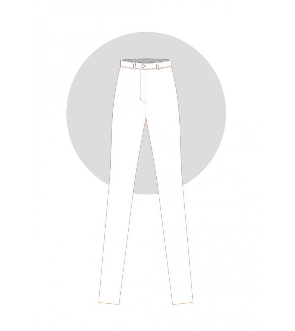 Base pattern for slim-cut cigarette pants that sit on the waist