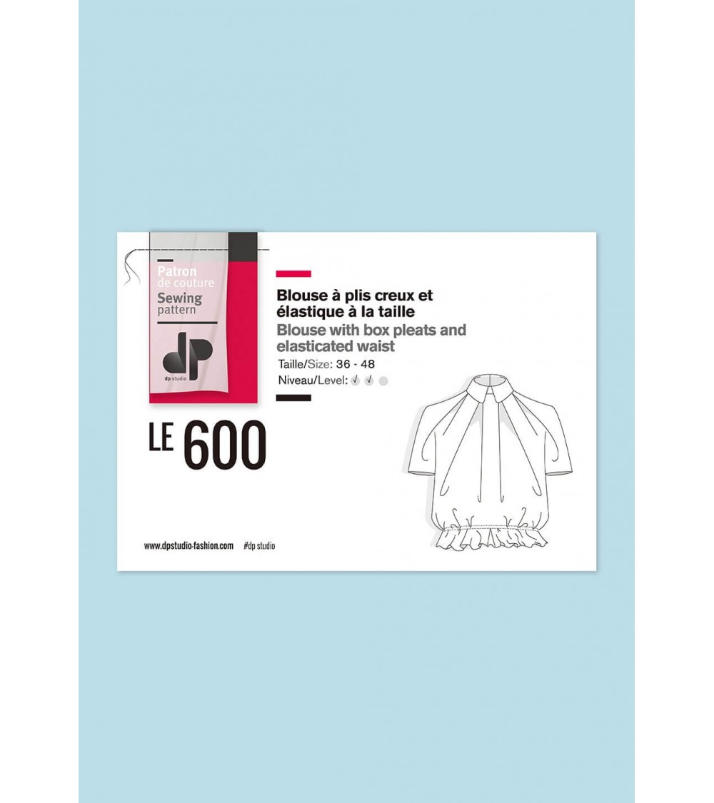 Blouse with box pleats and elasticated waist